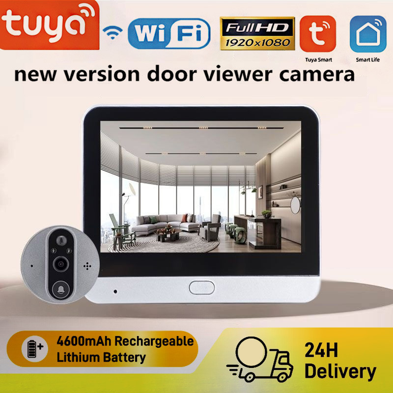 Door Viewer 4.3inch Wifi Viewer Wireless Peephole Doorbell With Battery ...