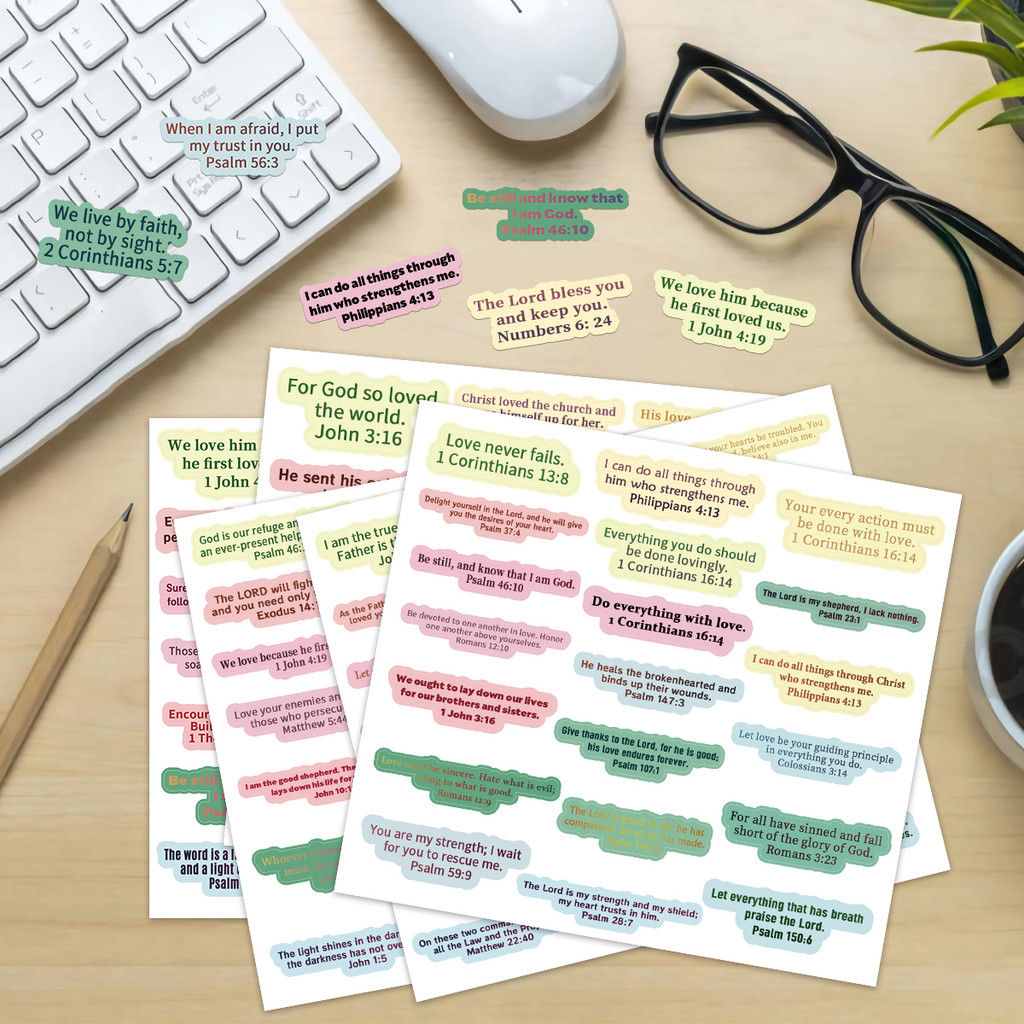 100 Pcs Inspirational Bible Verse Faith Stickers,Jesus Religious ...