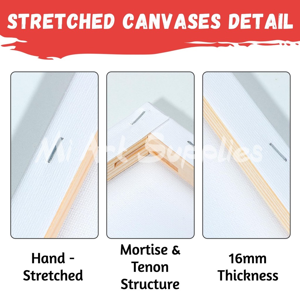 【Mi Art Supplies】Stretched Canvas Board With 100% Cotton Big Size White ...