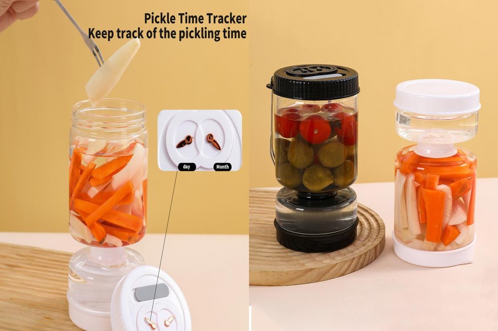 [MO] Flip-top Lid Pickle Jar Pickle Juice Separator Jar Hourglass ...