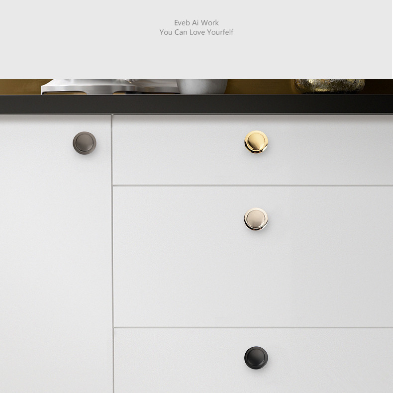 Modern Simple Cabinet Handle Single Hole Gold Cabinet Knob Black Round ...
