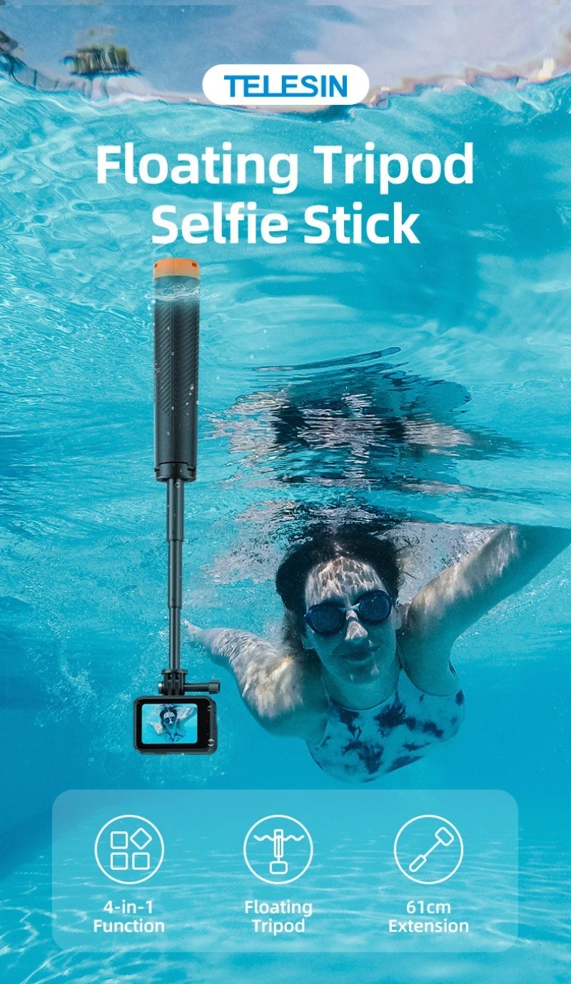 TELESIN Buoyancy Stick Underwater Selfie Stick Tripod is compatible For ...