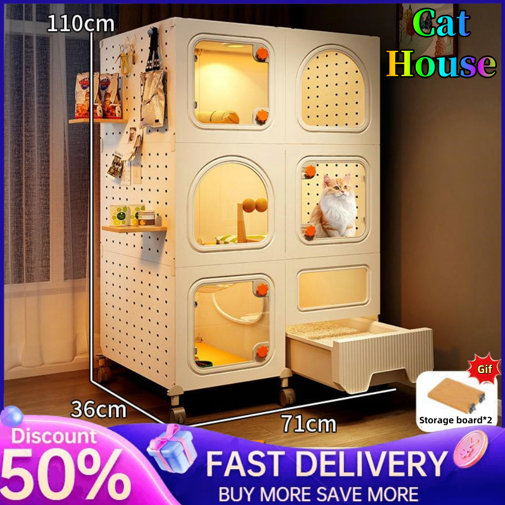 Cat villa cat cage home indoor cat house cat house large free space cat ...