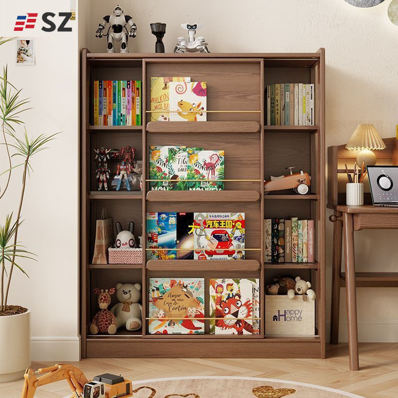 Bookshelf Winter Wood Solid Wood Floor Rack Bookcase Storage Cabinet ...