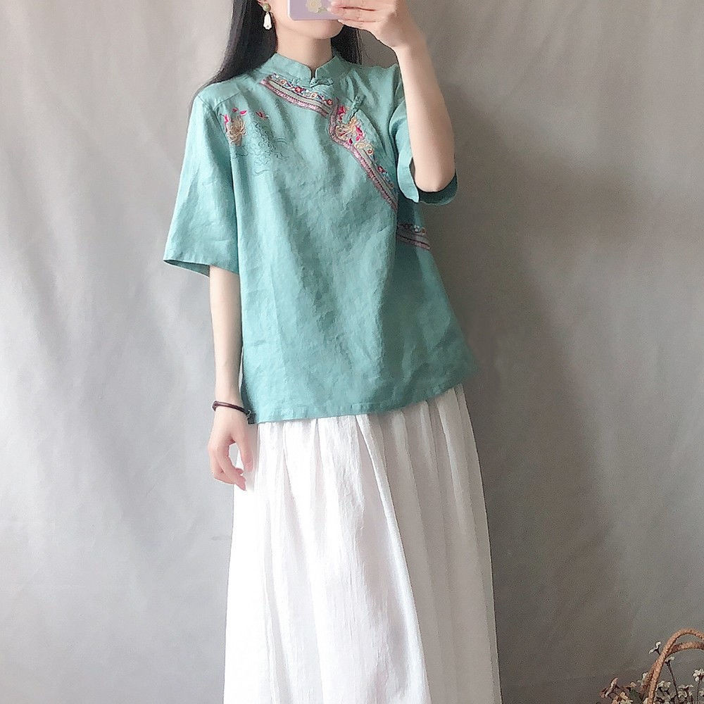旗袍上衣 汉服上衣 Hanfu Top Qipao top Blouse CNY Women Chinese style top shirt ...