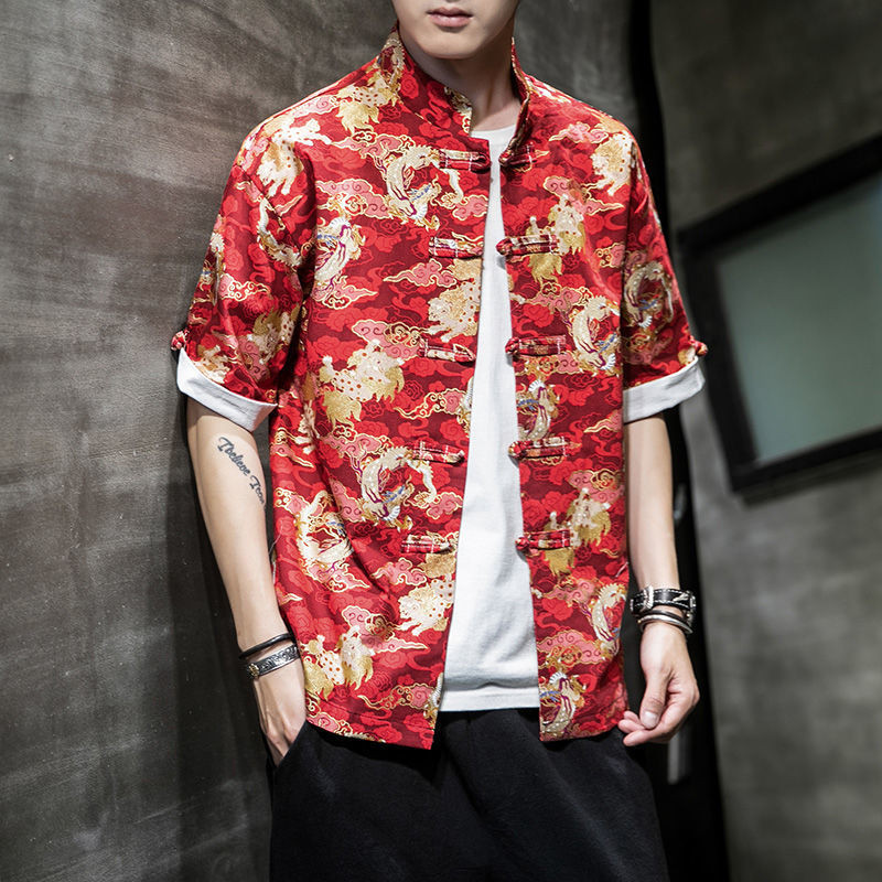 Chinese New Year Clothes 唐裝男 中國風上衣 Cheongsam Men Hanfu Cny Clothes ...