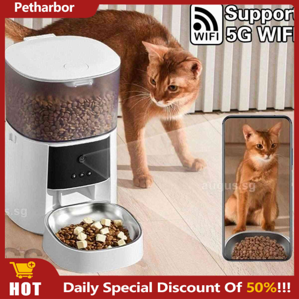 5G Automatic Wifi And Camera With Bowl Cat Food Dispenser Auto Pet ...