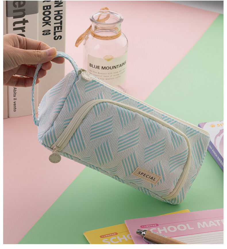 Penlab Angoo Simple Stripe Pencil Case Pen Bag Front Open Side Handle ...