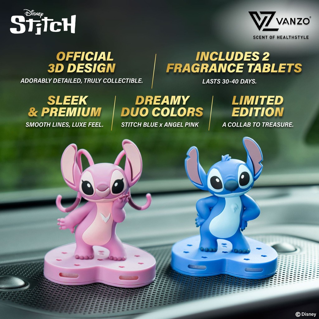 VANZO Disney Stitch Dashboard Series Car Air Freshener (18g x 2 ...