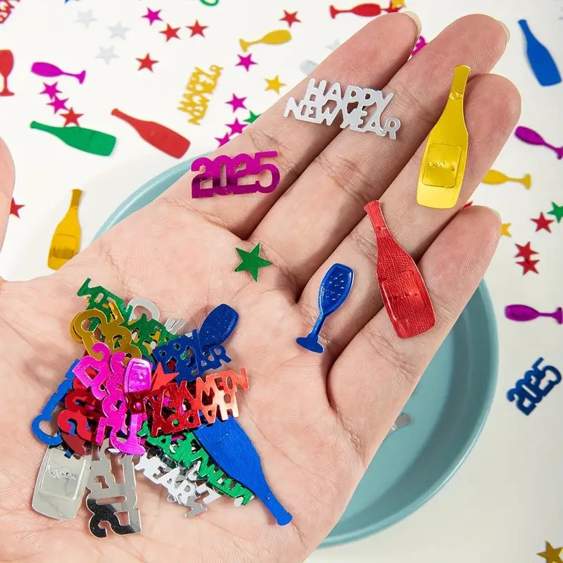 2025 New Years Confetti, Shinny Metallic 2025 Happy New Year Stars ...
