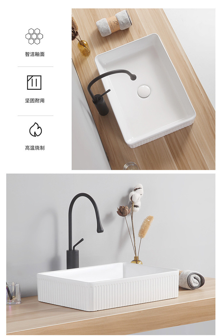 White Wash Basin Round Oval Square Washbasin Small Size Ceramic Stripe ...