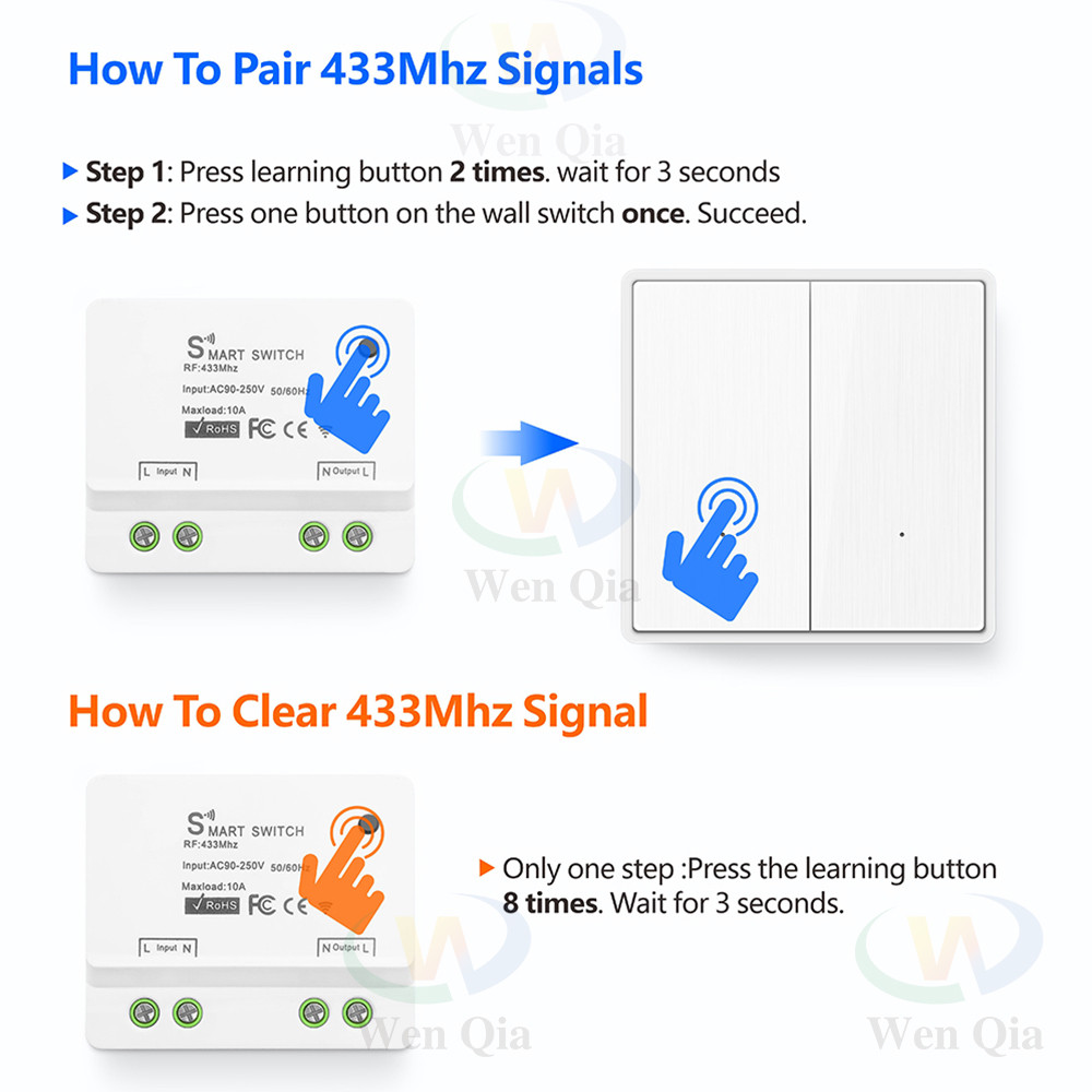 Smart Switch Light Wireless Push Button Wall Switch 433Mhz Remote on ...