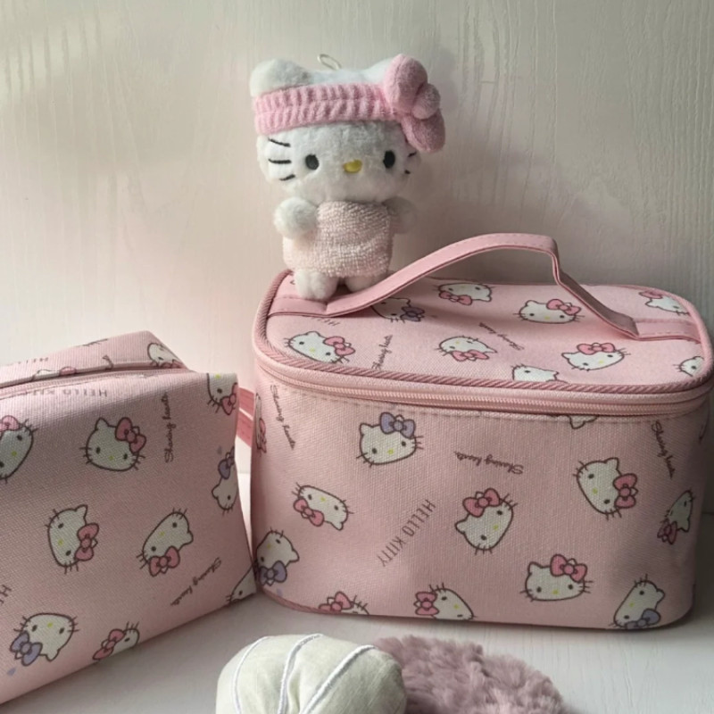 HELLO KITTY Cosmetic Bag Cute Printed Large Capacity Portable Cosmetic ...