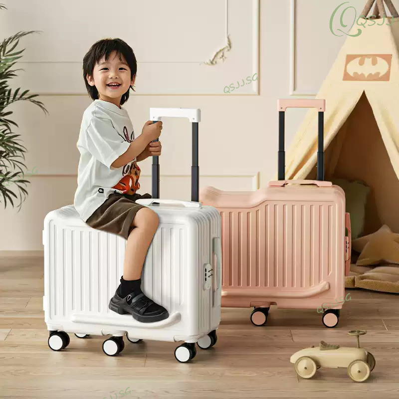 QSJJ Children's Trolley Suitcase Sit-down Suitcase Sturdy Universal ...