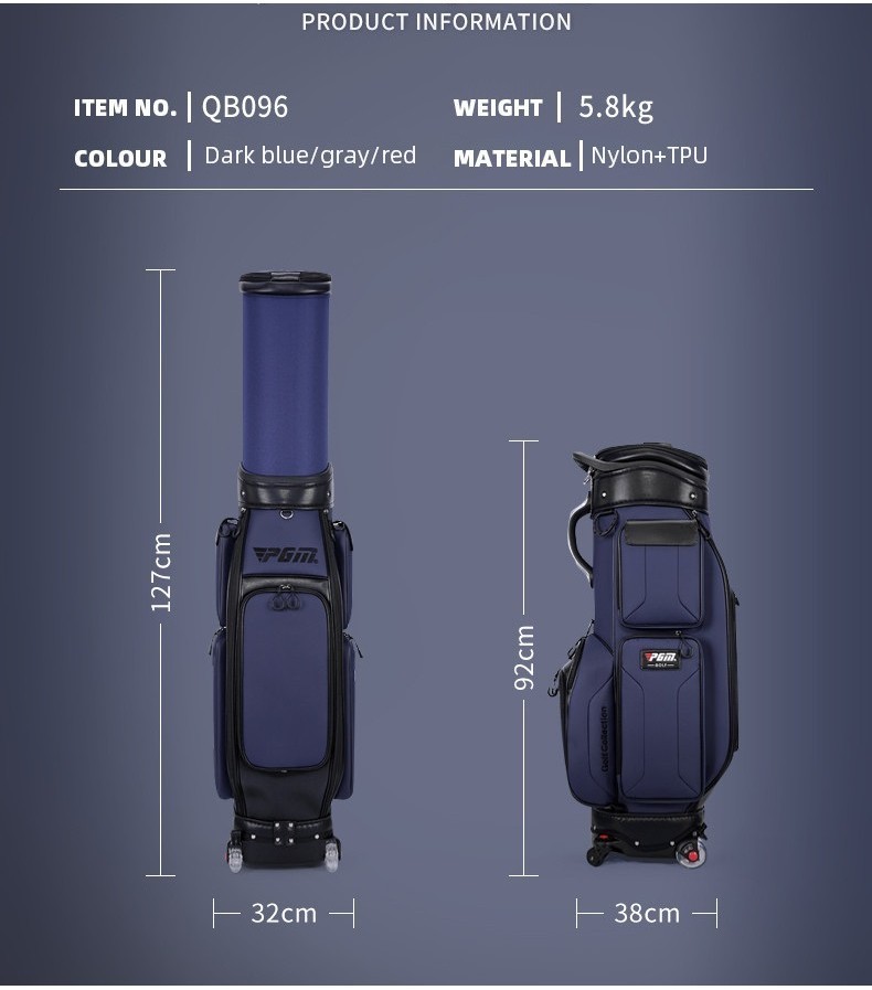 PGM 4 wheel waterproof telescopic golf travel bag with brake system and ...