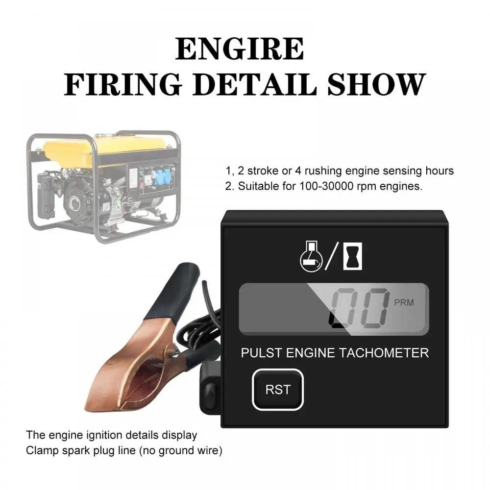 Small Digital Tachometer Inductive Engine Tachometer Waterproof Tach Hour Meter for Chainsaw ...