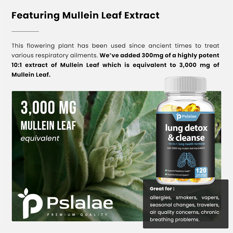Pslalae 15-in-1 Mullein Leaf Extract - Respiratory purification, lung ...