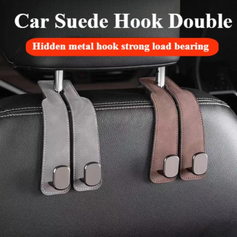 Suede Double Hook Rear Seat Backrest Hook Car Interior Organizer ...