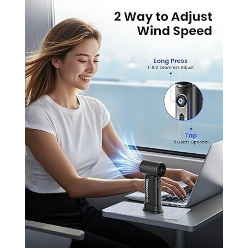 19000 RPM High Speed Portable Handheld Fan,100 Speeds Mini Turbo Fan ...