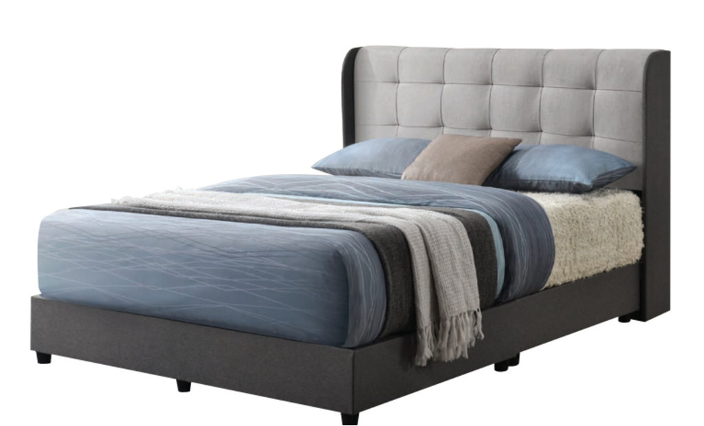 [pre order]Bed Frame Upholstered Bed with Buttoned Design Headboard ...