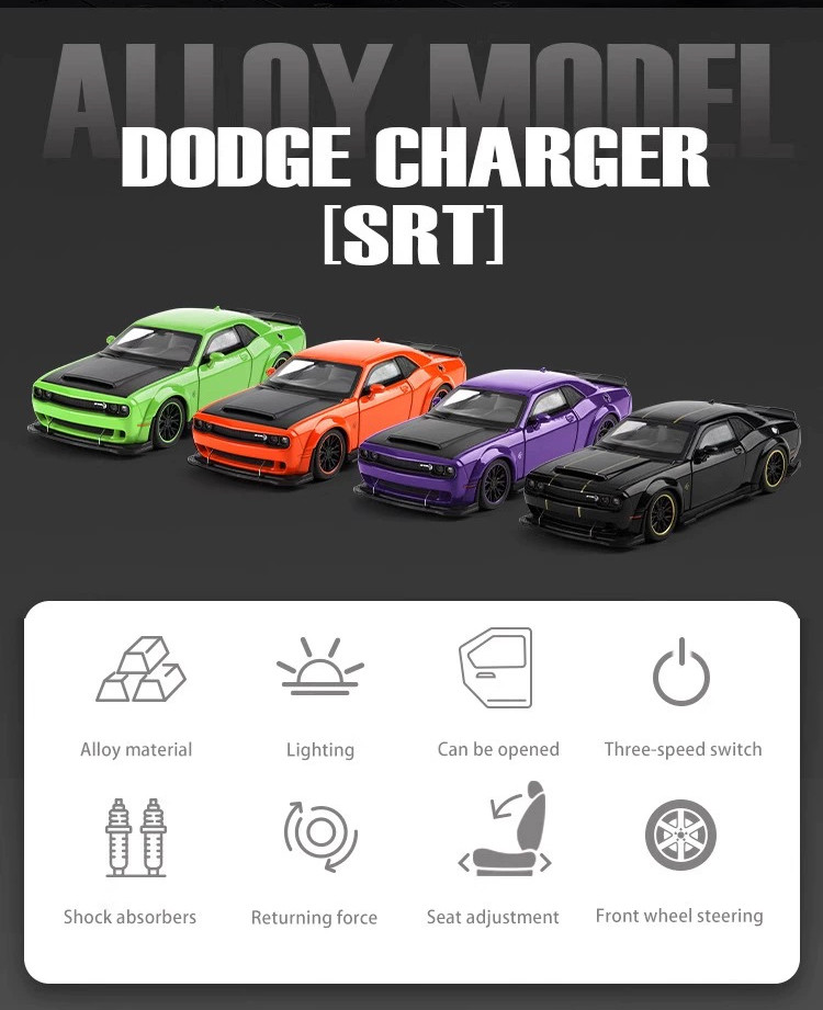 KLT 1:32 Dodge Hellcat Diecast Model Car Alloy Cars Toys Collection ...