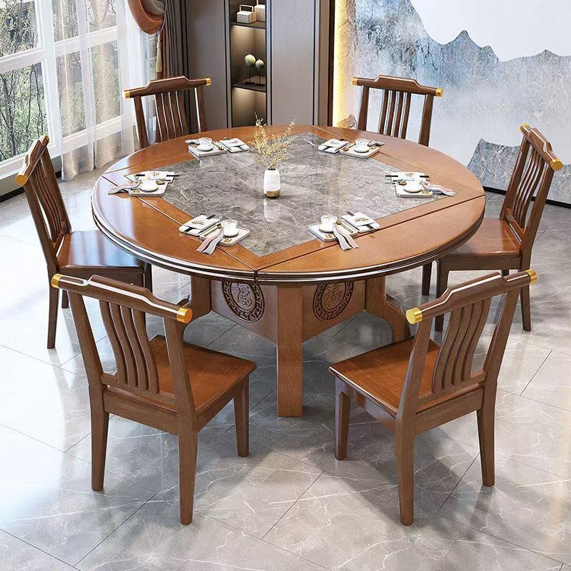 Solid Wood Folding Dining Table With Expandable Square Table To Round ...