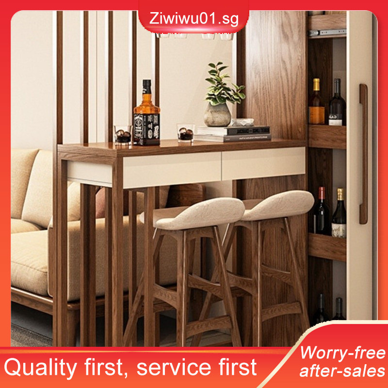 Solid Dining Table Nordic Retractable Wood Bar Counter Table Room ...