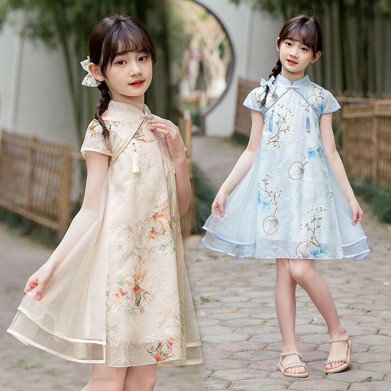 Chines New Year CNY Princess Dress Clothes Cheongsam Kids hanfu girl ...