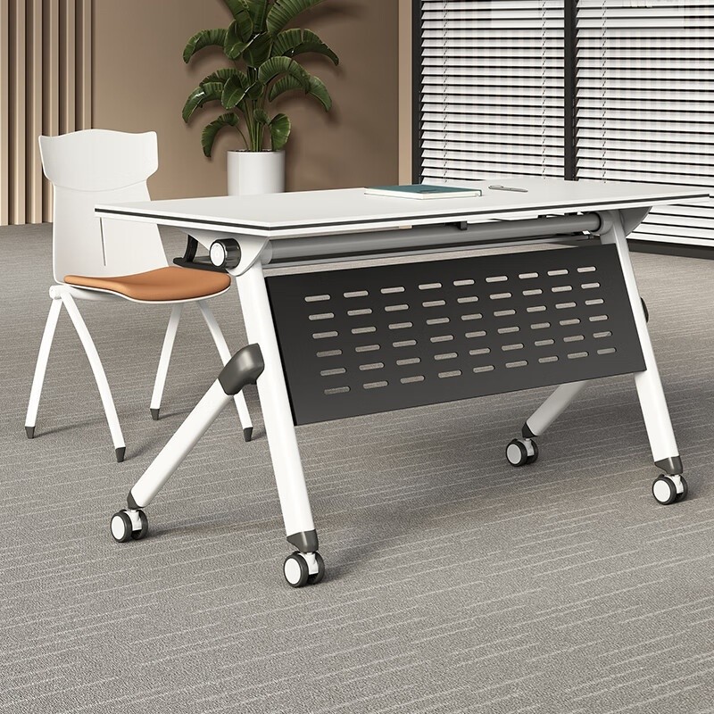 Folding Conference Table With Baffle Office Desk With Wheel Movable ...