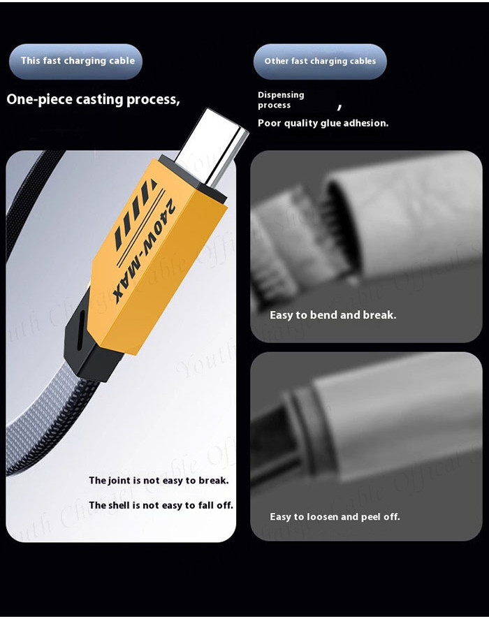 USB Cable Phone Type c Charger Cable 3 IN 1 240W Ultra Fast Charging ...