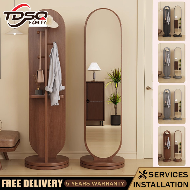 TDSQ Rotating Full-length Mirror With Coat Rack Mobile Standing ...