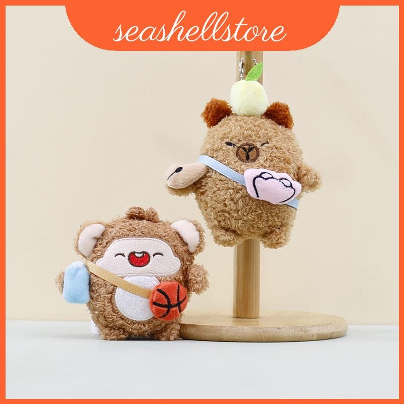 And Adorable Capybara Monkey Plush Keychain Doll Cute Stuffed Animal Key Ring | Shopee Singapore