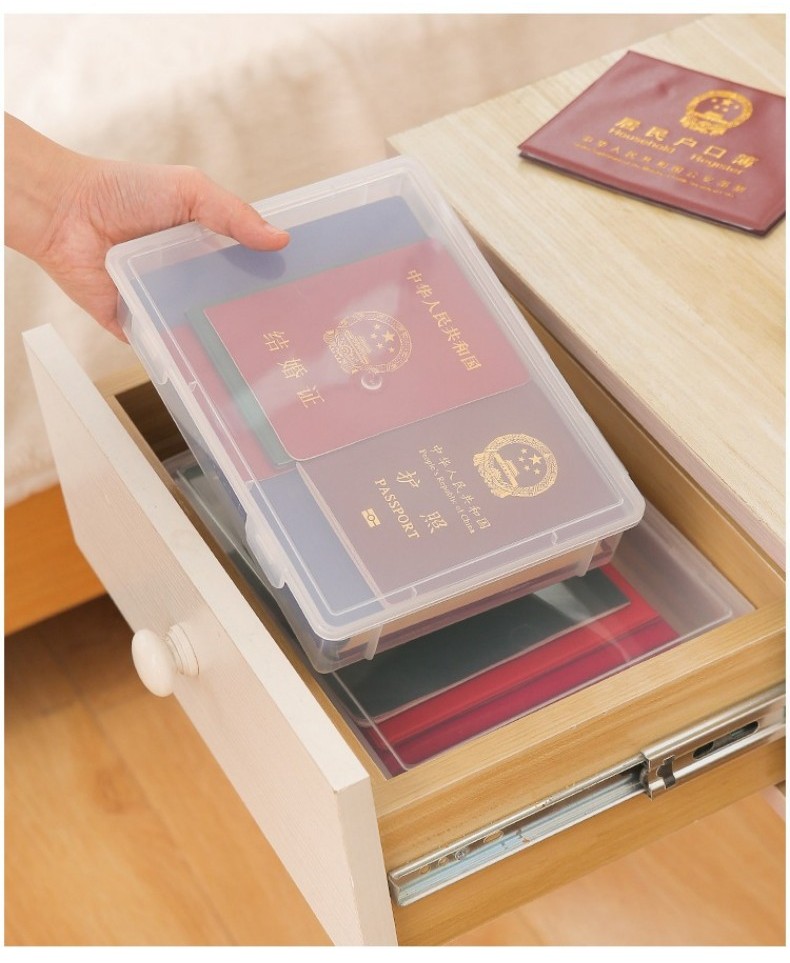Desktop Dustproof Certificate Storage Box A4 File Data Sorting Box Home ...