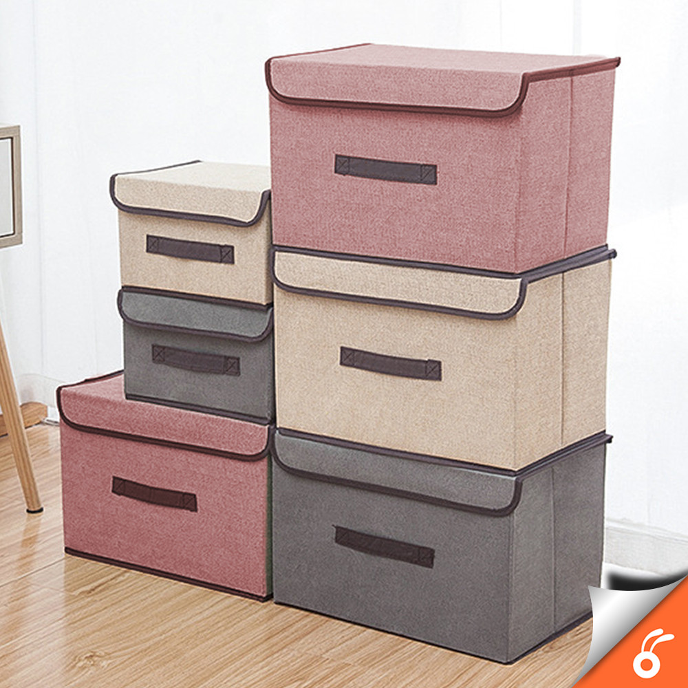 6220 STORAGE BOX 2 In 1 Korean Storage Box Foldable Linen Cloth Storage ...