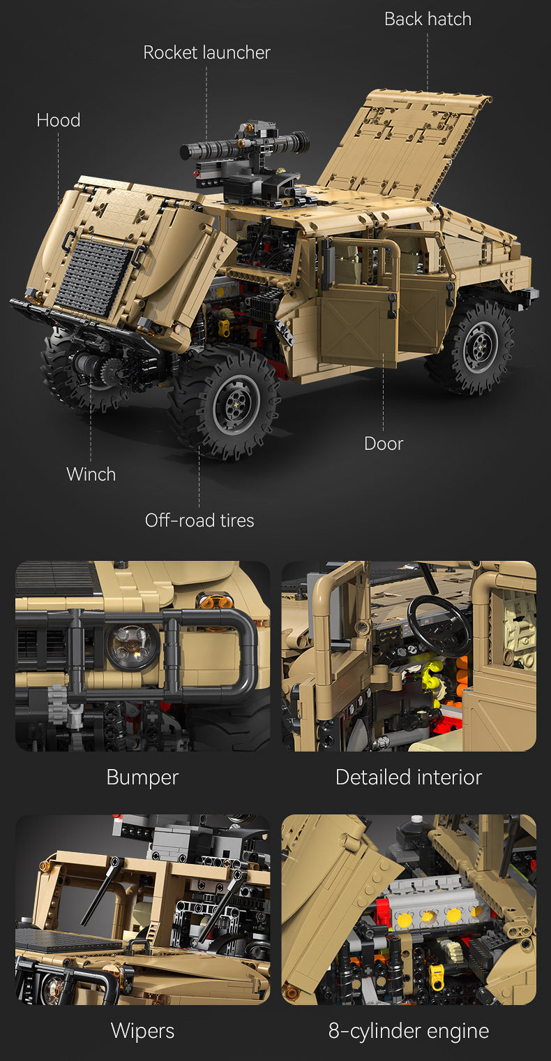 CaDA Bricks Master 1:8 Remote Control Hummer H1 Military Off-road ...