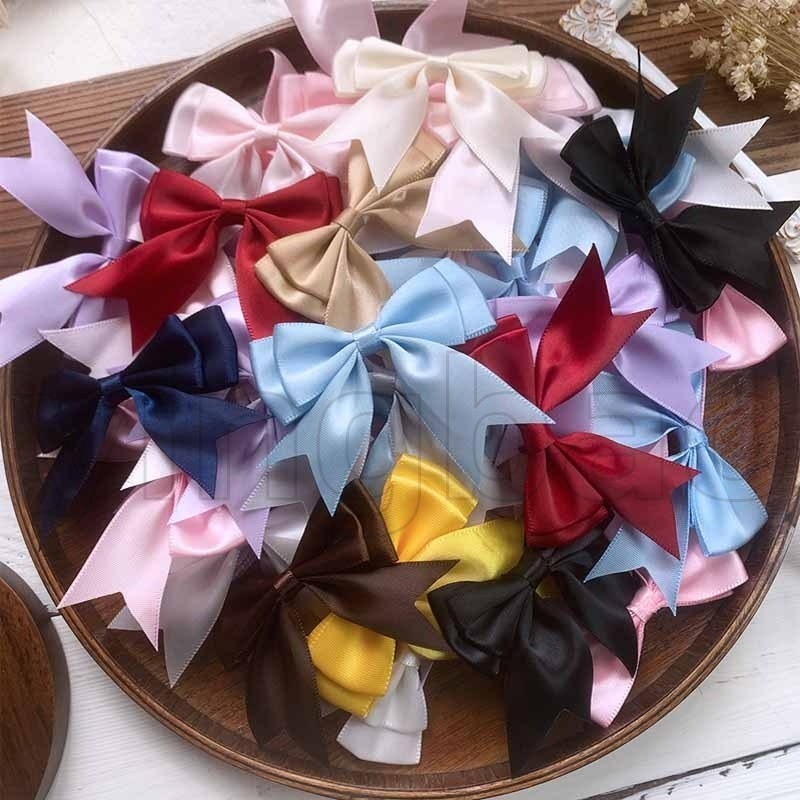50 Pcs Satin Ribbon Bows for Crafts for Double Layer Fabric Bowknot ...