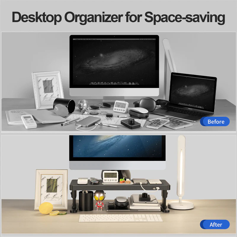 Smart Ergo Wireless Charging Premium Monitor Stand with USB Data Ports ...