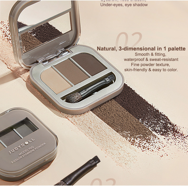 [3-Color in 1] Judydoll 橘朵 3-Color Eyebrow Powder Waterproof 3D Long ...