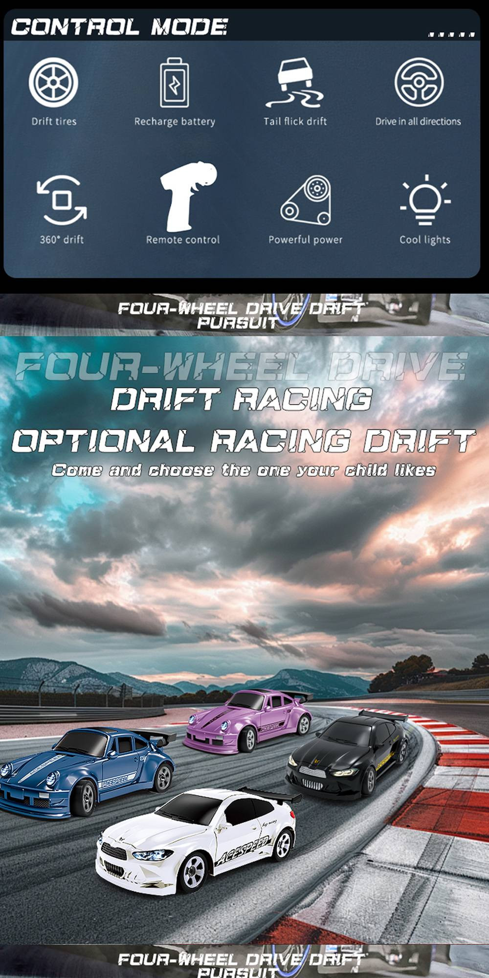 1:64 4WD MINI RC Car Proportional Throttle Steering Remote Control ...