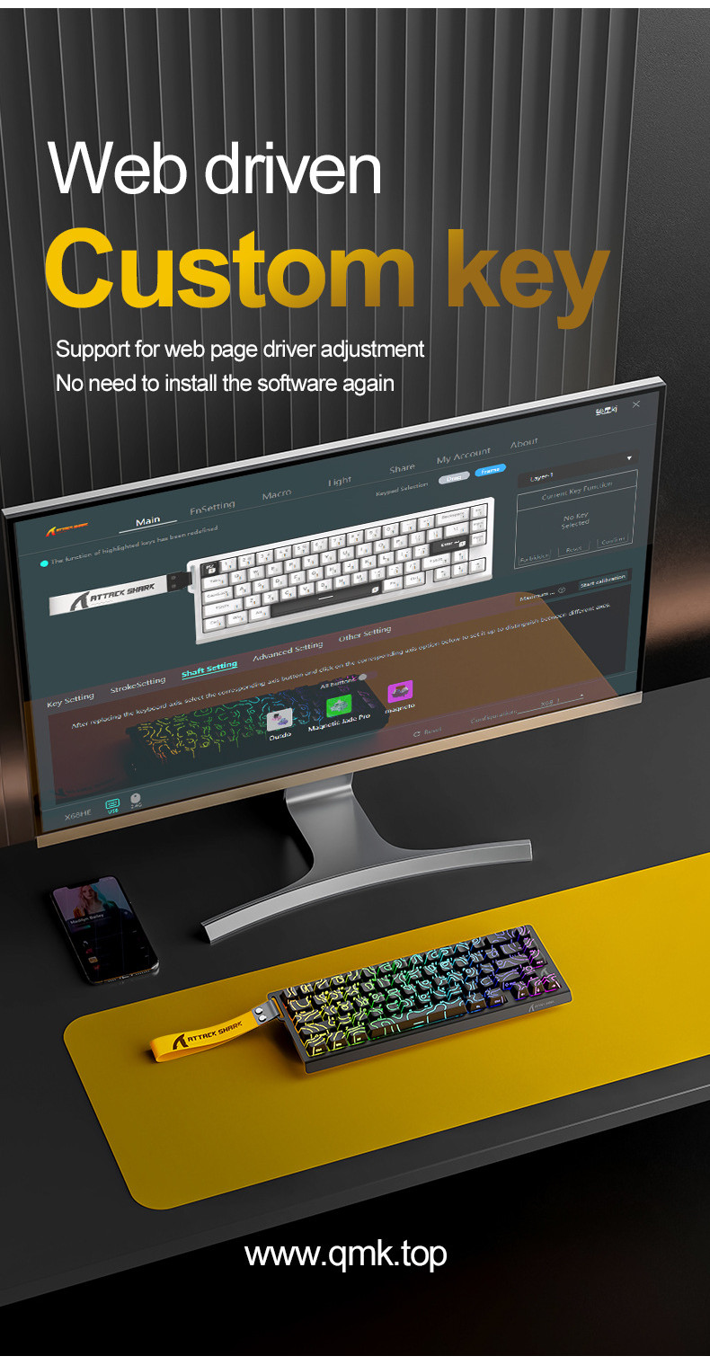 Attack Shark X68HE Esports magnetic axis Keyboard 8K return rate total ...