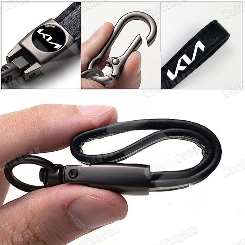New KIA Leather Metal Car Keychain Motorcycle Key Holder High-end ...