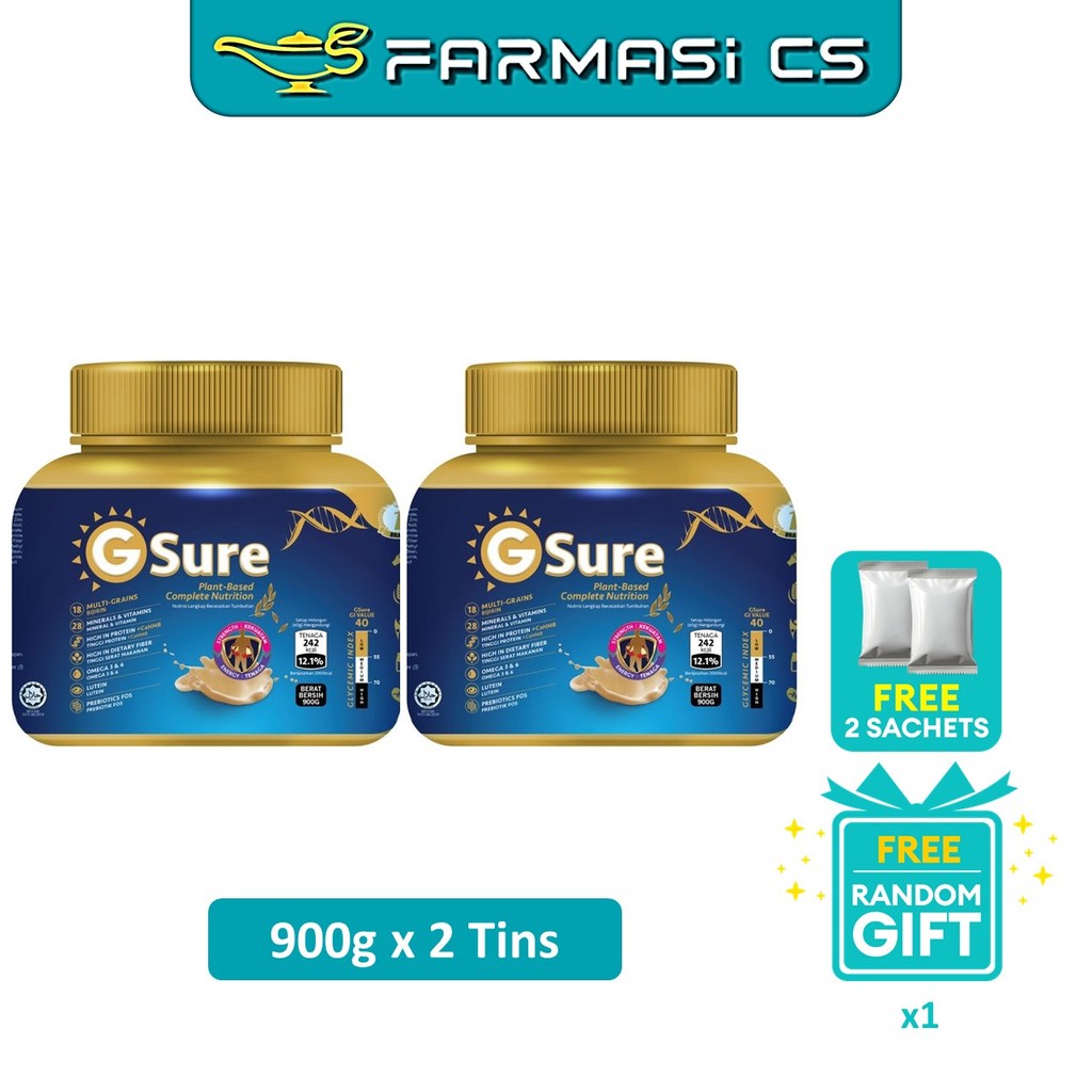 Good Morning Gsure 900g x 2 Tins EXP:07/2027 FREE 1 Random + 2 Random Sachets [ Halal G sure ...