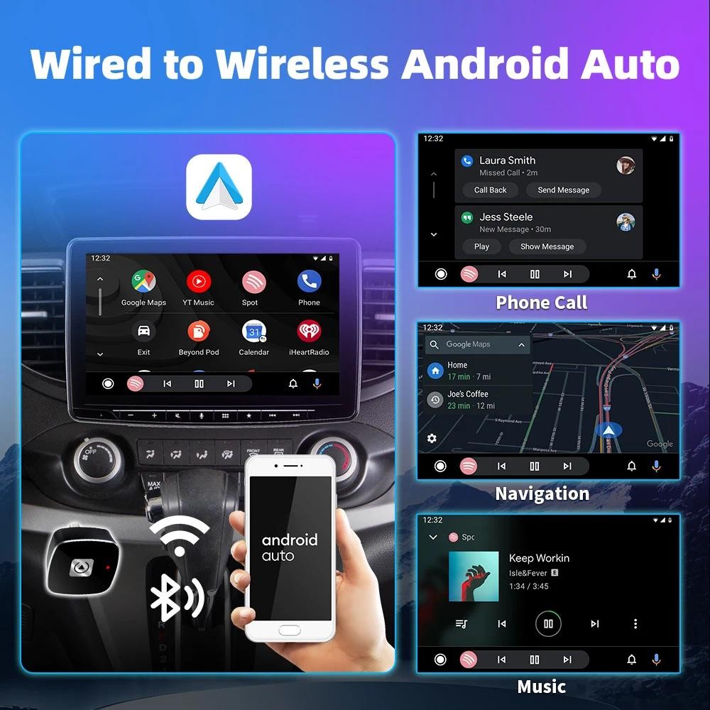 Wireless Carplay Android Auto Adapter 2 in 1 Mini Box Plug&Play CarPlay AI Box BT WiFi for Wired ...