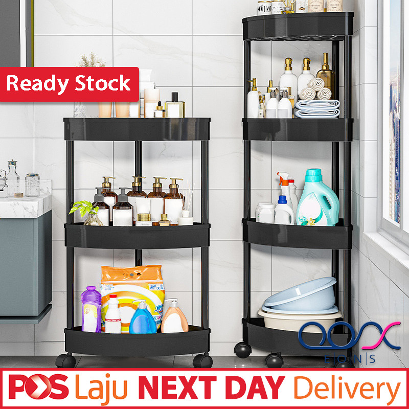CORNER CLUTTER Multi-layer Bathroom Corner Triangle Rack Trolley ...