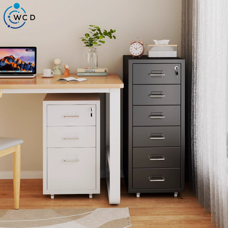 3/5/6l Metal Lock Under Desk Drawer Steel Cabinet With Wheels For Home ...