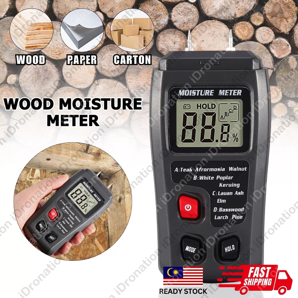 Moisture Wood Meter Hygrometer Digital Detector LCD Display Timber Tree ...