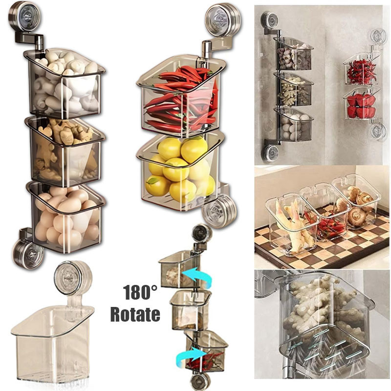 Suction Cup Storage Rack Kitchen Rack Onion Storage Box Multi-layer ...