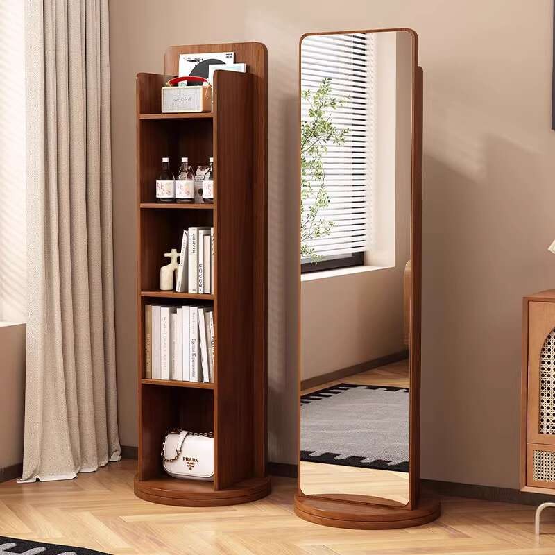 Alba Rotating Dressing Mirror Magazine Rack Home Movable Bookshelf ...
