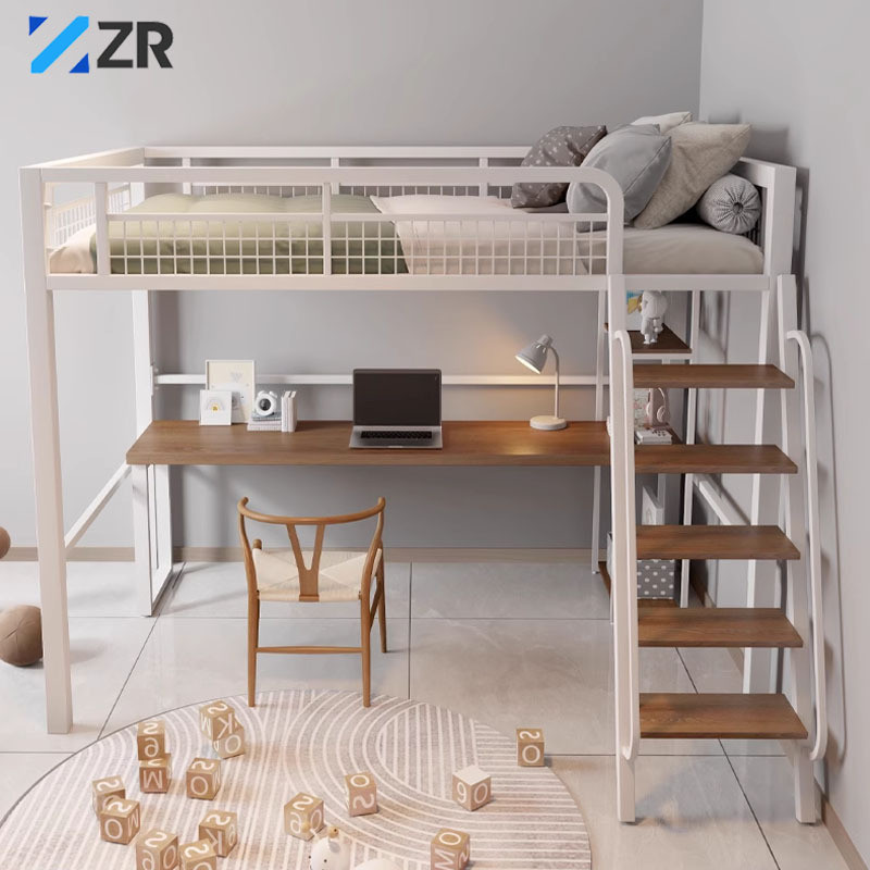 Loft Bed Duplex Bed Iron Elevated Bed Sheet Upper Bed Lower Table ...
