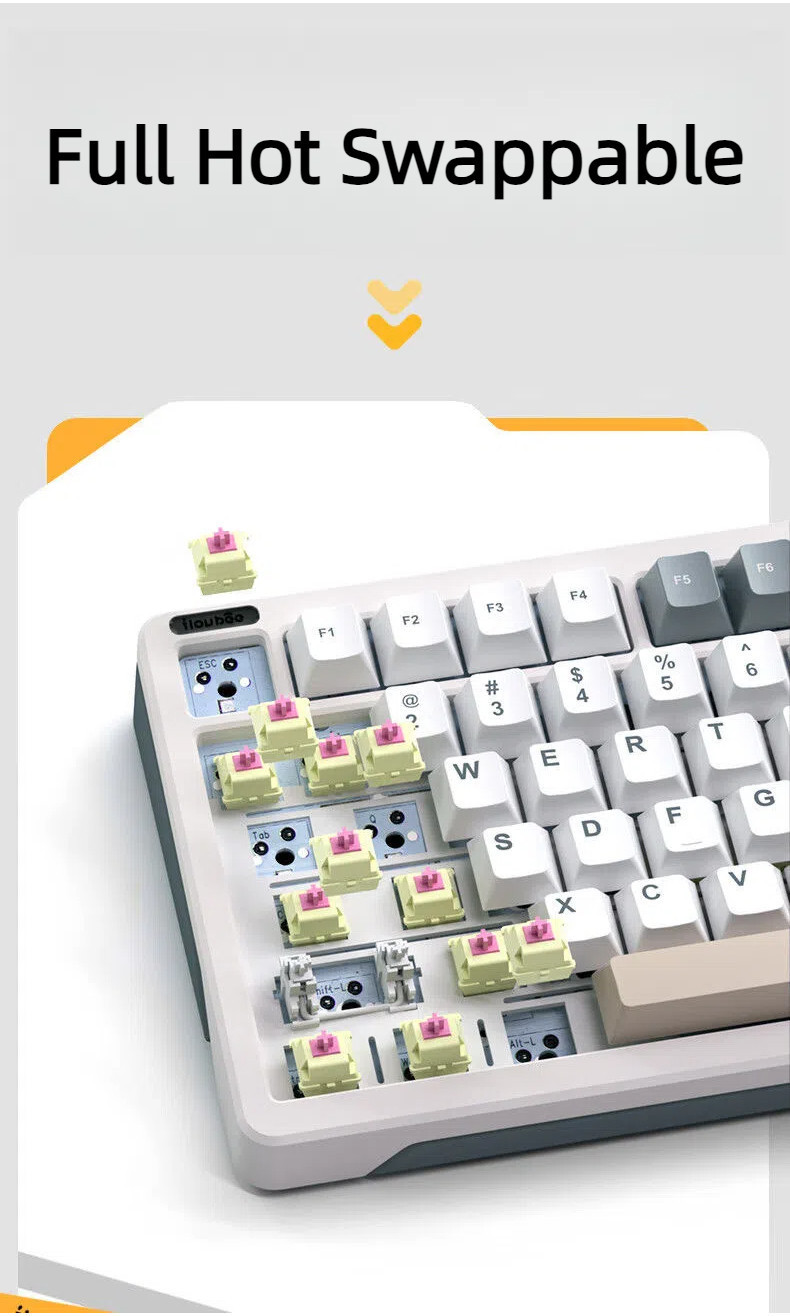 ILovbee B87 Wireless Bluetooth Mechanical Keyboard Linear Silent TKL ...